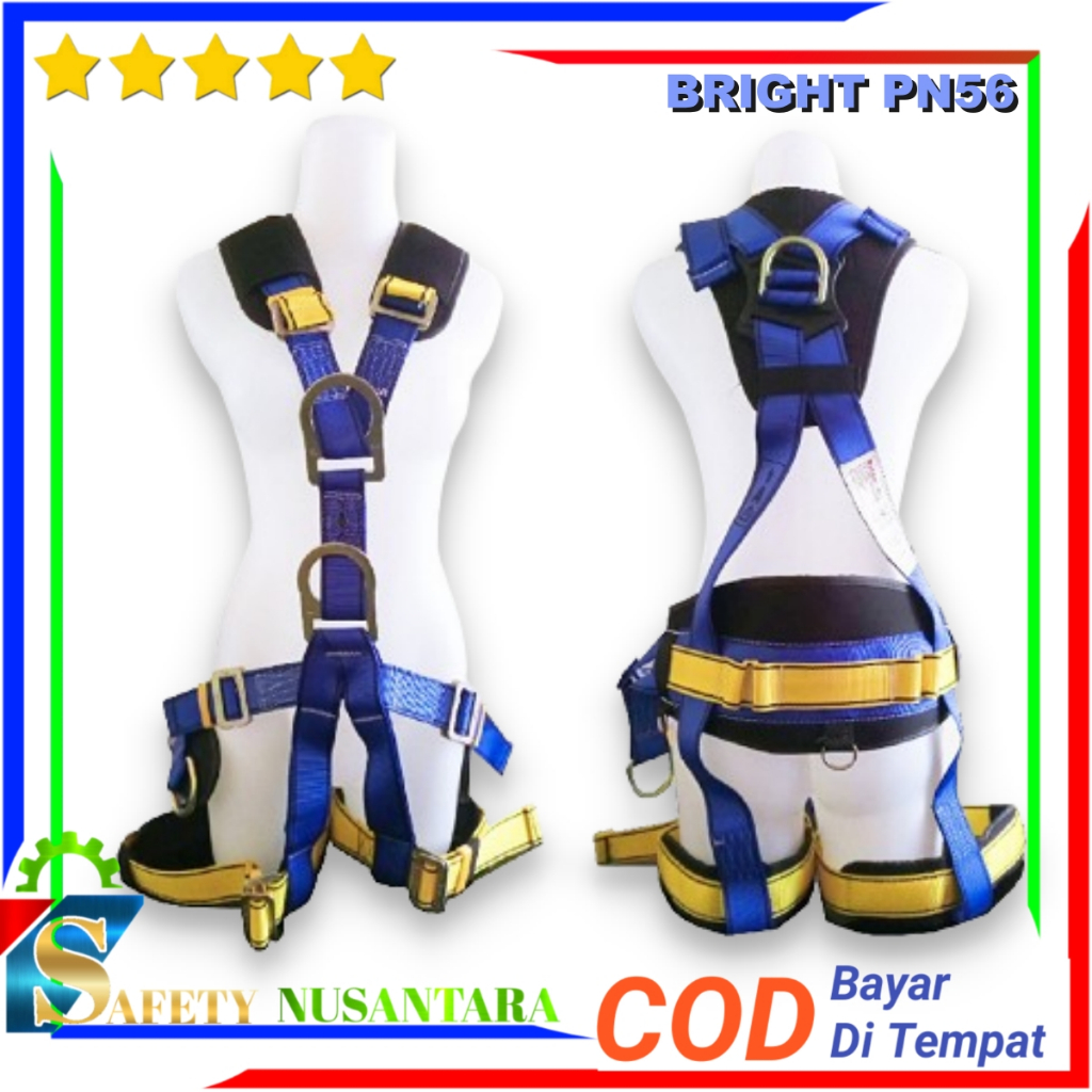 Jual Full Body Harness Bright PN 56 - Safety Harness 5 Cincin D-Ring Persamaan Haidar PN56 ...