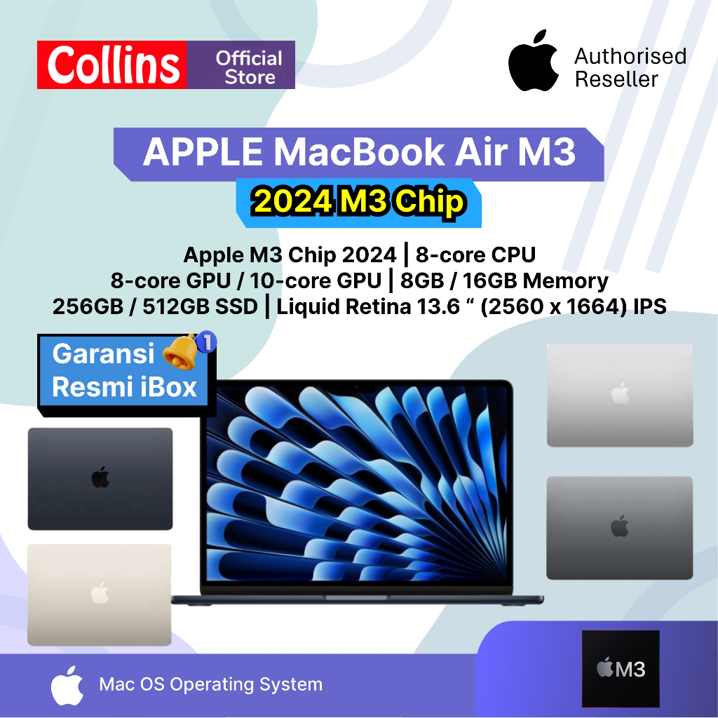 Jual IBOX APPLE MACBOOK AIR 13 M3 8C/10C GPU 256/512GB CPU 13" (RESMI IBOX) | Shopee Indonesia