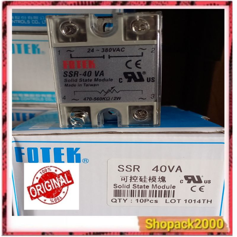 Jual Fotek SSR-40VA / SSR 40VA Solid State Relay Fotek 40 Ampere | Shopee Indonesia