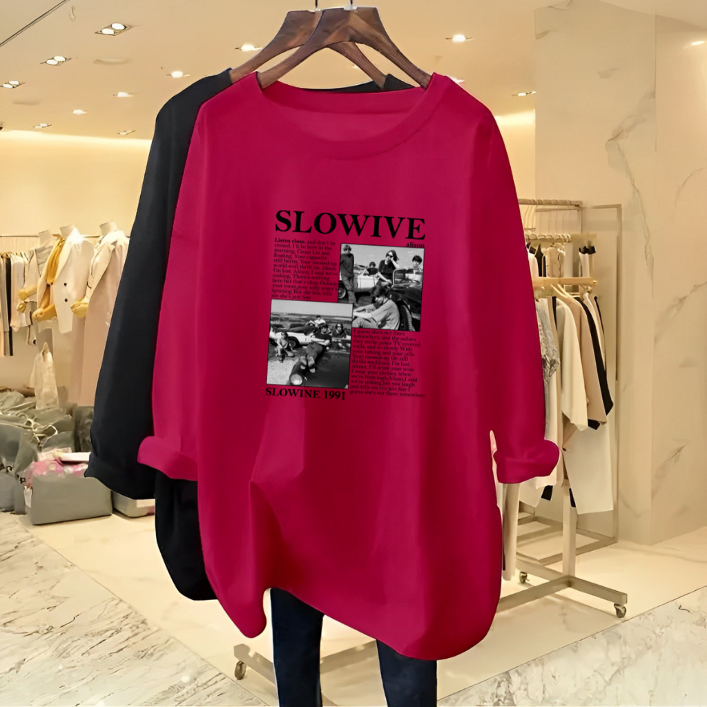 Jual Kaos Oversize Wanita Lengan Panjang/ Kaos Distro WANITA// Kaos Streetwear Oversize / Baju ...