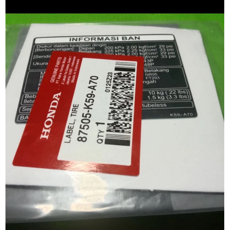 Jual Sticker Label Informasi Tekanan Angin Ban Label Tyre Tire Vario ...