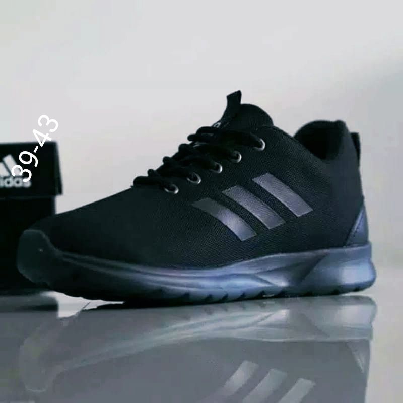 Jual sepatu sneakers hitam pollos sepatu fullblack sepatu sekolah ...