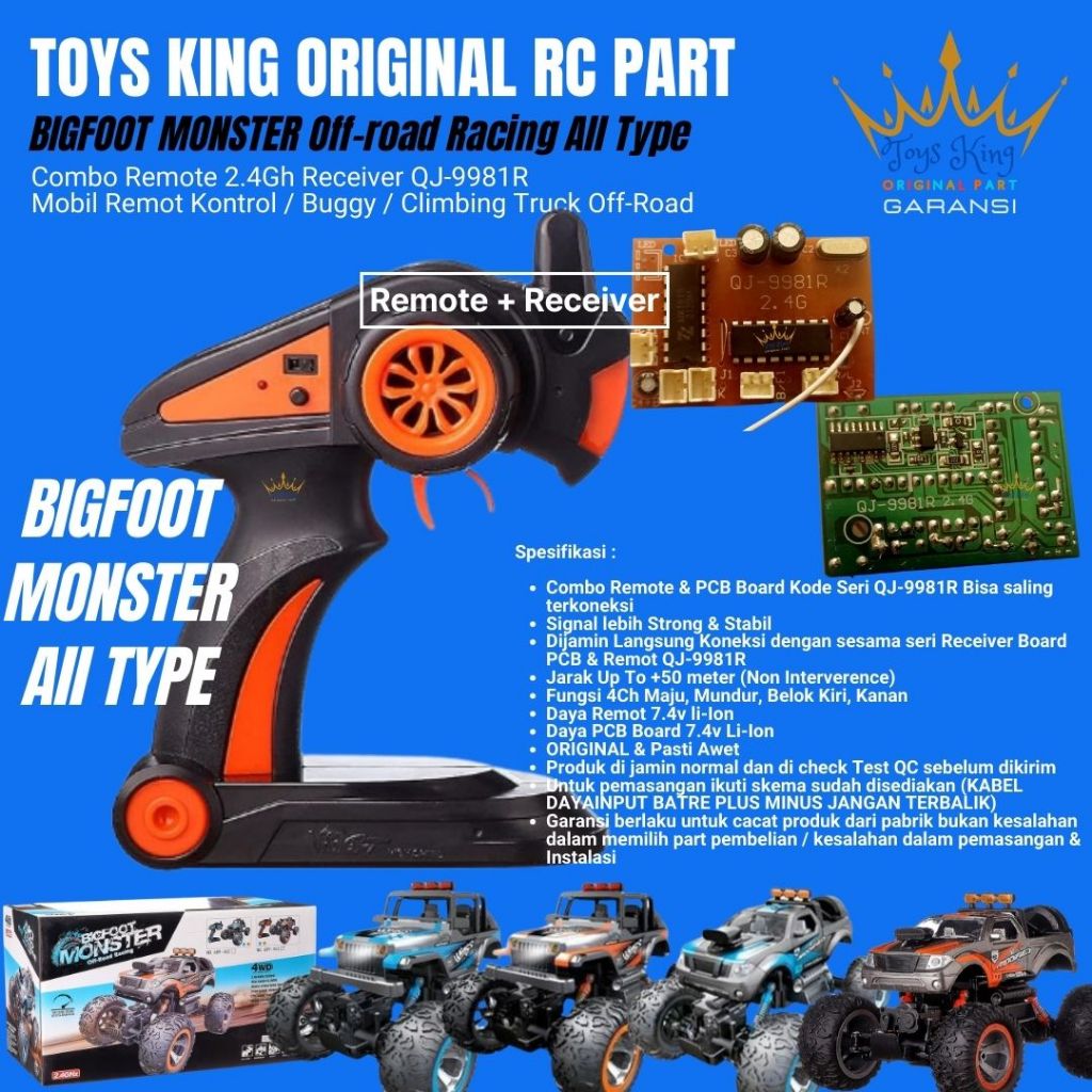 Jual Combo remote 2.4Gh Receiver QJ-9981R Remote + Receiver RC CAR ...