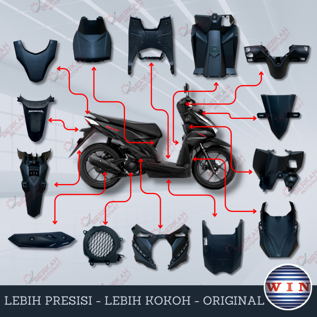 Jual WIN Cover Bodi Body Kasar Beat FI New LED Deluxe K1A 2020-2023 ...