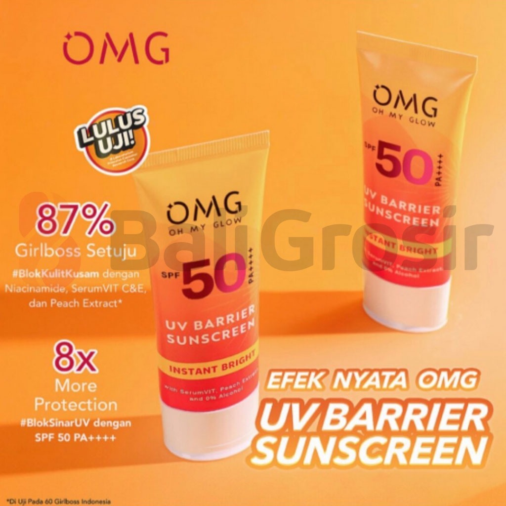Jual BAlIGROSIR - OMG OH MY GLOW UV Barrier Sunscreen SPF 50 PA++++ 25 ml Sunscreen Mencerahkan ...