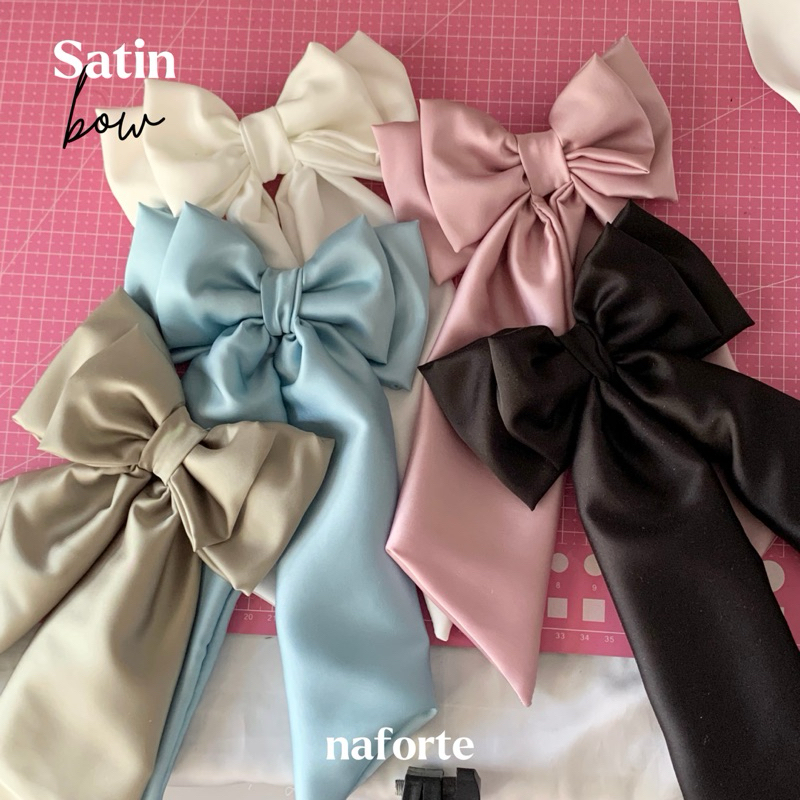 Jual Naforte Satin Bow Hair Clip | Jepit Rambut | Pita Ribbon | Shopee ...