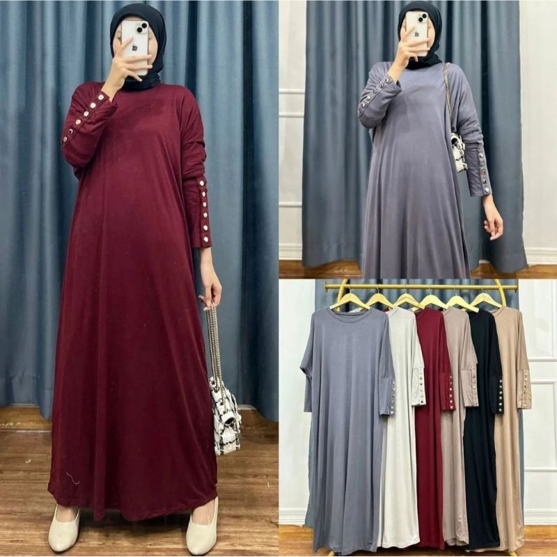 Jual Kanisya - Gamis inara with button | gamis batwing | gamis rayon ...