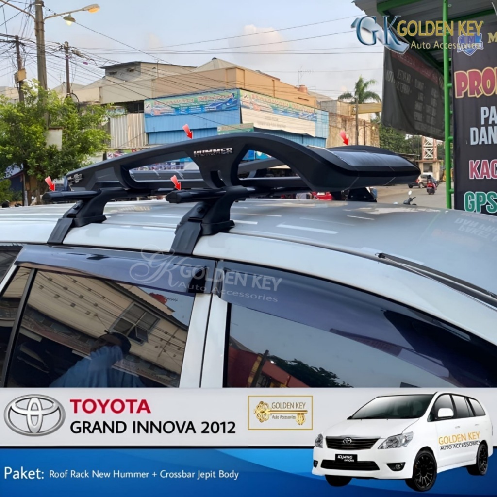 Jual PAKET Grand Innova 2012 Roof Rack New Hummer + Crossbar Jepit Body ...