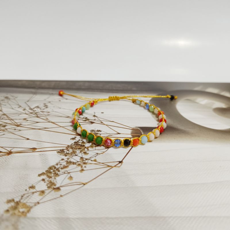Jual Macrame Bracelet Gelang Tangan Tali Kepang Emas Kristal | Shopee ...