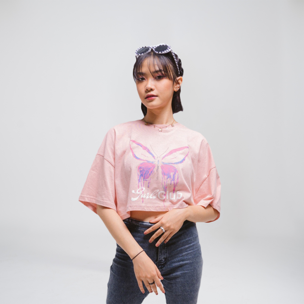 Jual Gurls Club Crop Top - Butterfly | Shopee Indonesia