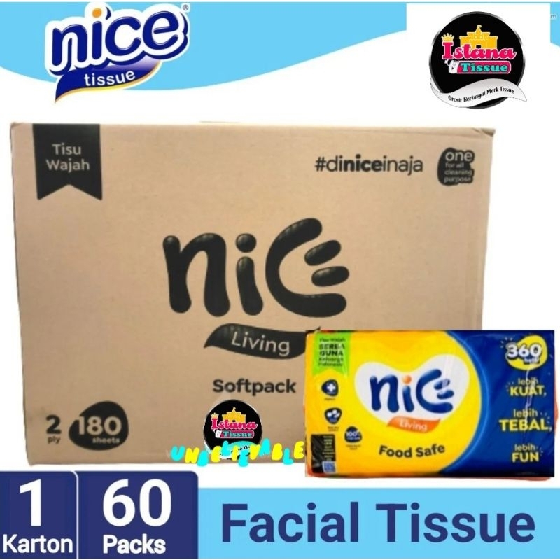 Jual Tissue NICE 360 helai = 180 Sheet (1 KARTON isi 60 pcs ) | Shopee ...