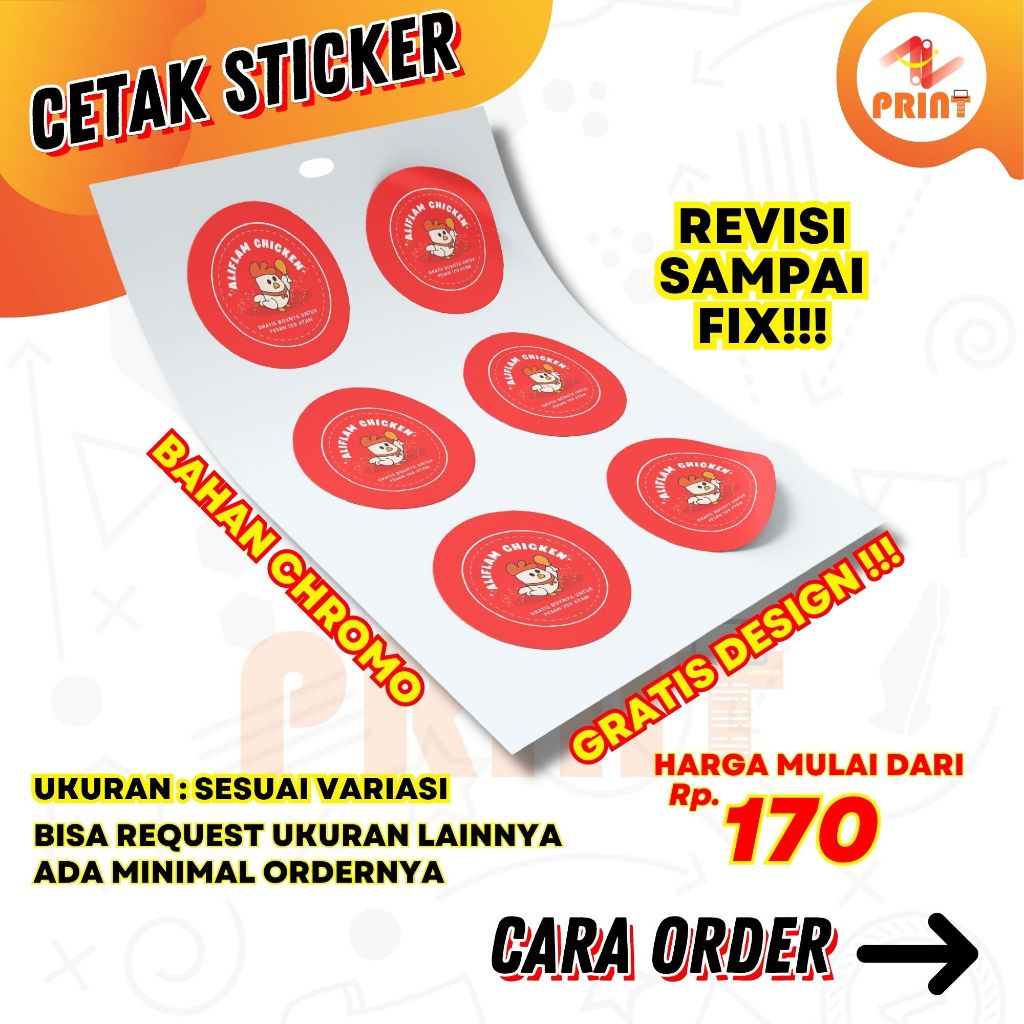 Jual CETAK STICKER CHROMO GRATIS DESIGN | STICKER LABEL | FREE DESIGN ...