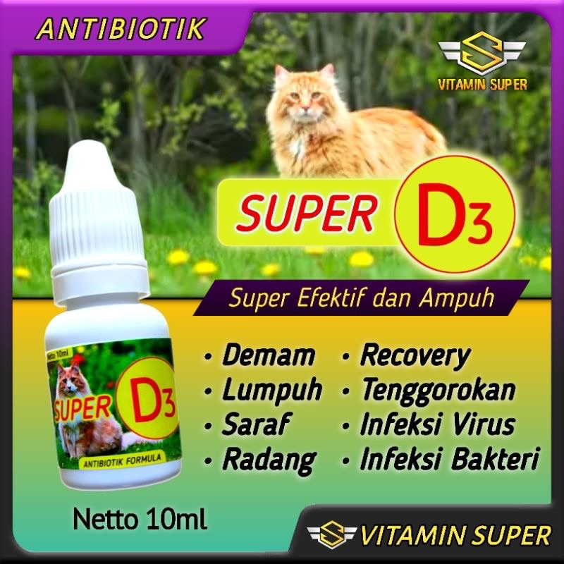 Jual Obat Kucing Antibiotik Super D3 Antibiotik Penurun panas, Infeksi ...