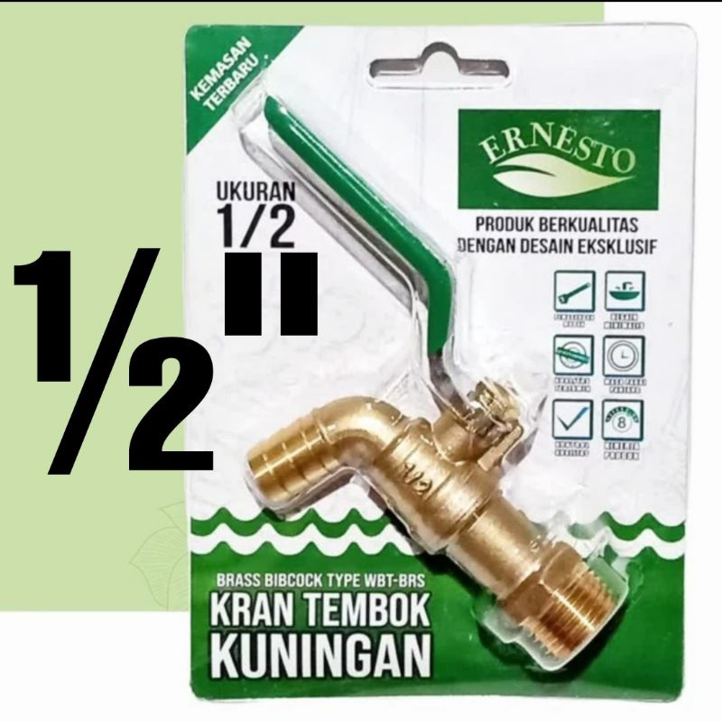 Jual KRAN TEMBOK KUNINGAN ERNESTO ukuran 1/2 INCH DAN 3/4 INCH | Shopee ...