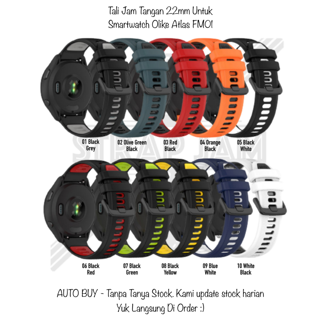 Jual TTC 22mm Tali Jam Smartwatch Olike Atlas FM01 - Strap Olahraga ...