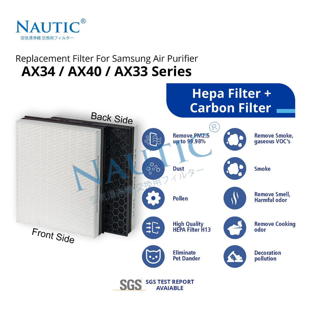 Jual NAUTIC - Compatible Hepa Filter Samsung CFX-G100/GB untuk AX40 / AX34 | Shopee Indonesia
