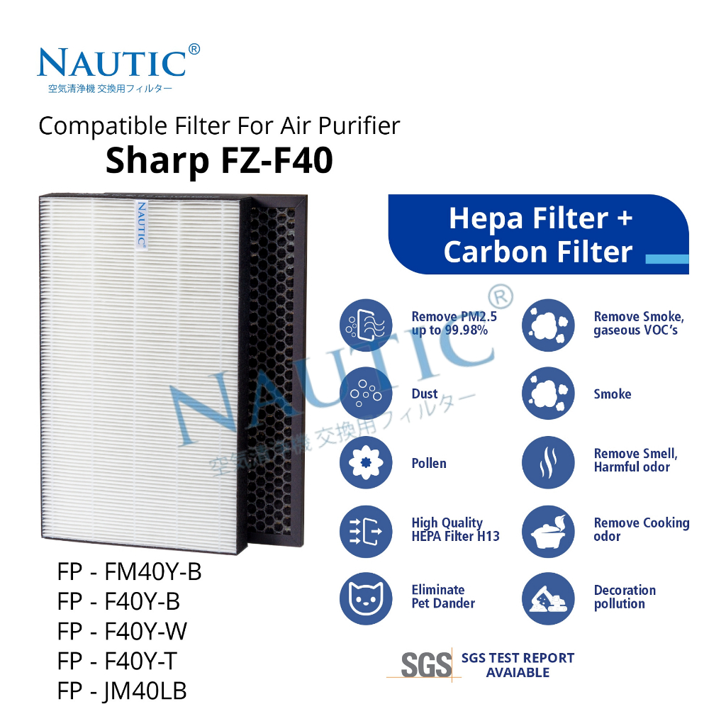 Jual NAUTIC - Hepa Filter Compatible for Sharp FZ-F40SFE untuk FP-F40Y ...