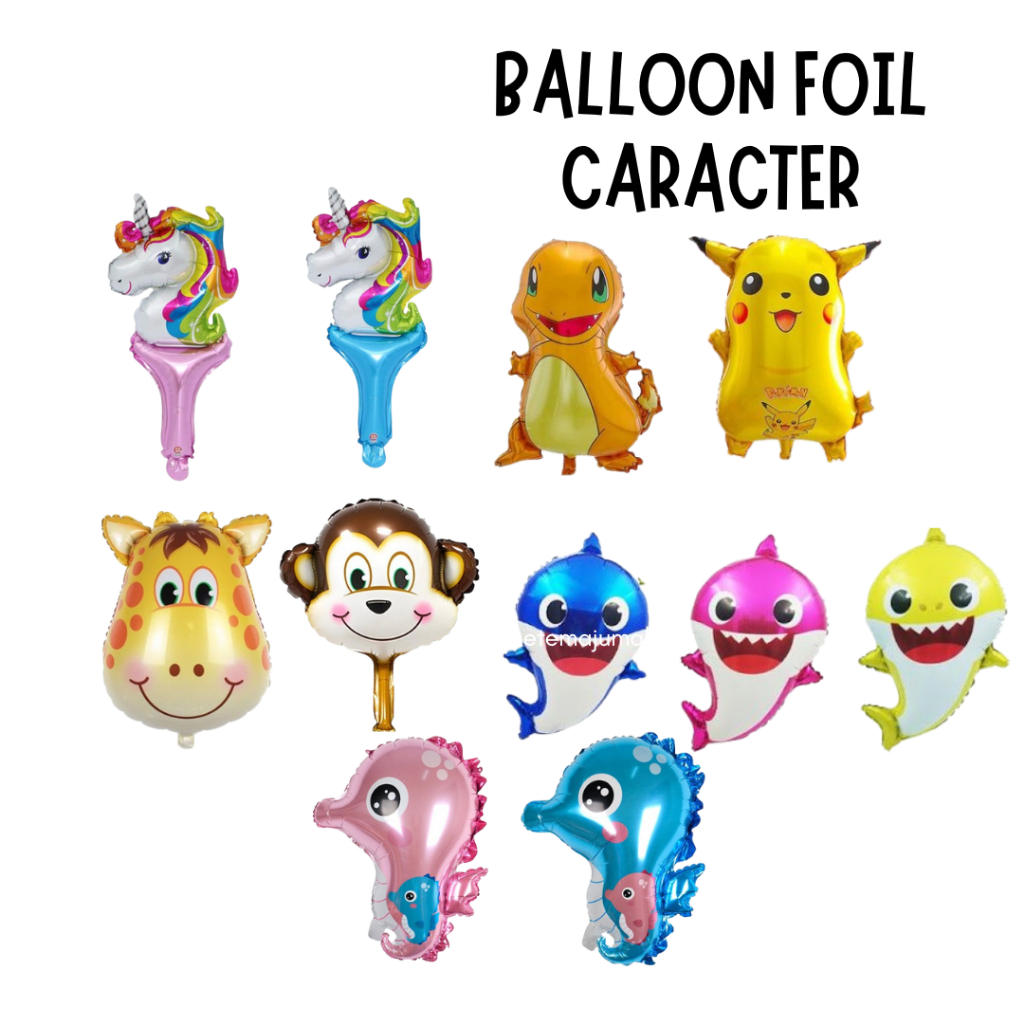Jual READY BALON KARAKTER BALON FOIL UNICORN STICK BALLOON, HIPPOCAMPUS ...