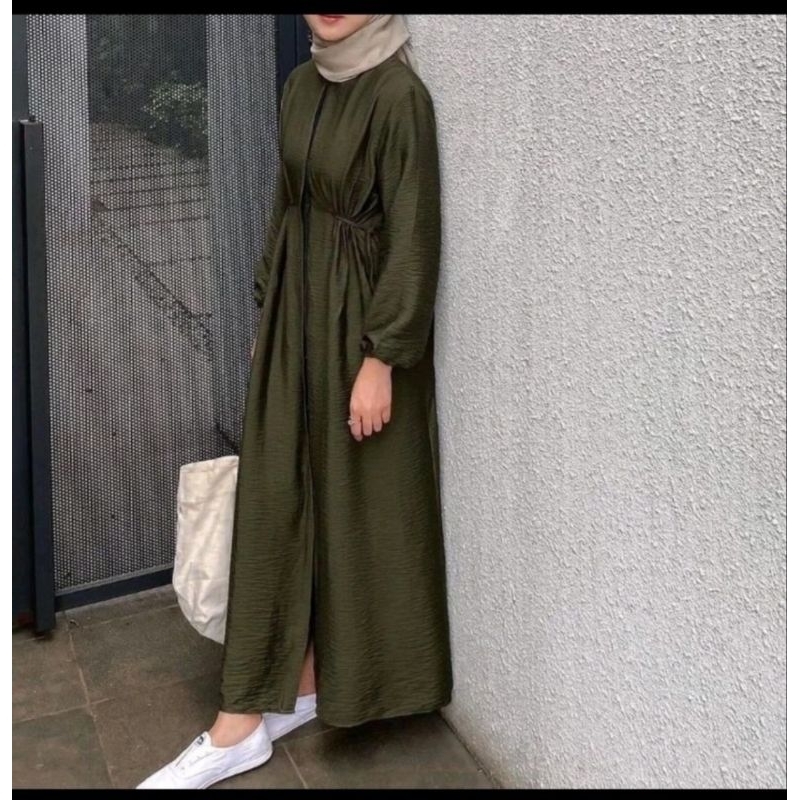 Jual Hazell gamis linen premium tali pinggang | Shopee Indonesia