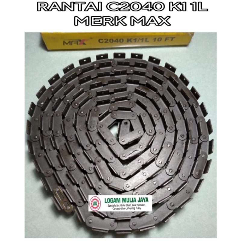 Jual DOUBLE PITCH RANTAI ROLLER CHAIN C 2040 K1 1L MAX SOLID BUSHING C2040 K1 1 LINK SEMUA MATA ...