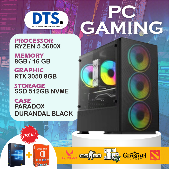 Jual PC Gaming | Ryzen 5 5600X | RTX 3050 8GB | NVME | 16GB RAM | Render | | Shopee Indonesia