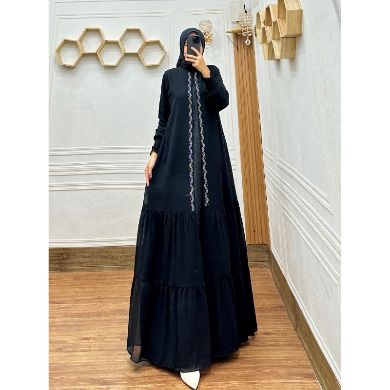 Jual GAMIS PESTA HITAM DRESS WANITA SERUTY SWAROVSKI | Shopee Indonesia
