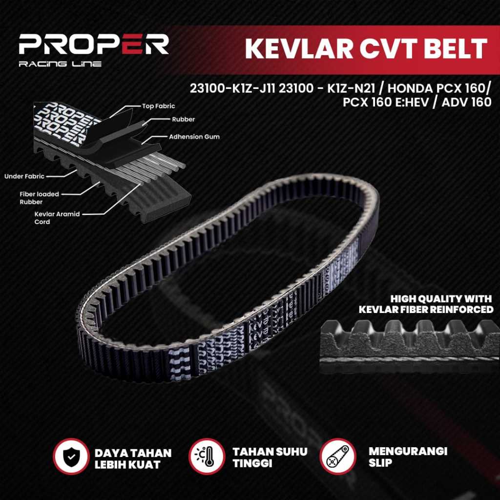 Jual Vanbelt Vbelt PROPER RACING LINE PCX ADV 150 160 Vario 160 K1Z K97 K2S Kevlar CVT Drive ...