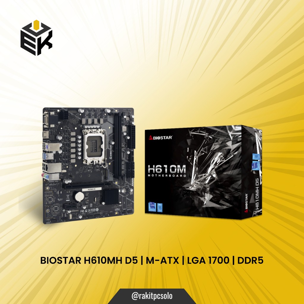 Jual Biostar Motherboard Intel H610MH D5 6.3 Micro ATX LGA 1700 DDR5 ...