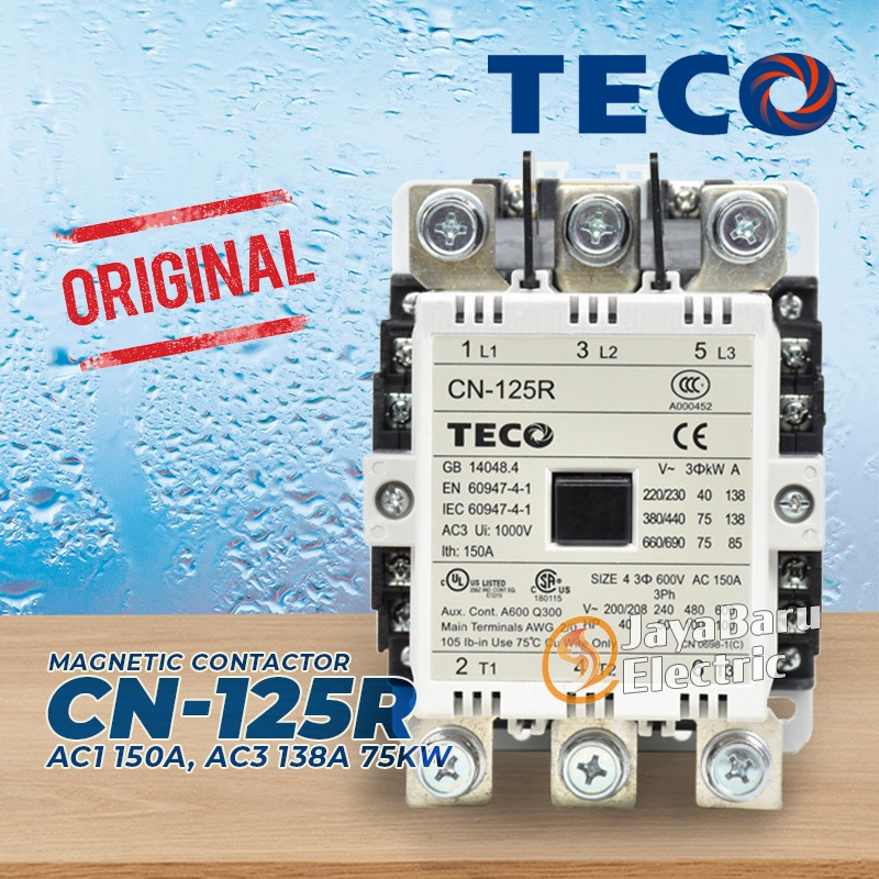 Jual Kontaktor Contactor TECO CN-125 CN-125R CN125 CN125R 110V 220V ...