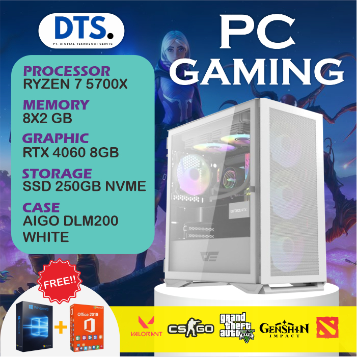 Jual PC Gaming | Ryzen 7 5700X | RTX 4060 8GB | 16GB RAM | NVMe ...