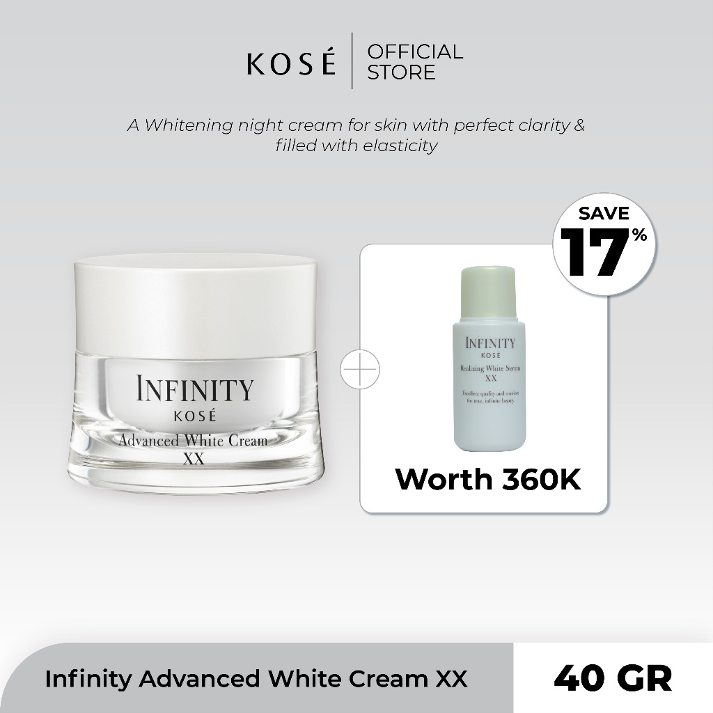 Jual KOSE INFINITY ADVANCED WHITE CREAM XX - 40 G + FREE Realizing White Serum XX 30ml | Shopee ...