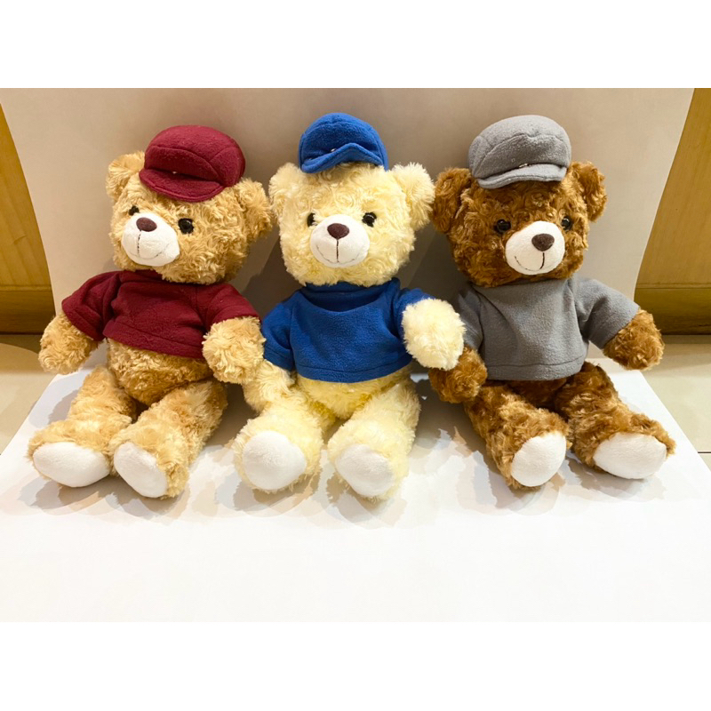 Jual boneka teddy bear with breton hat beruang baju kaos topi tshirt ...