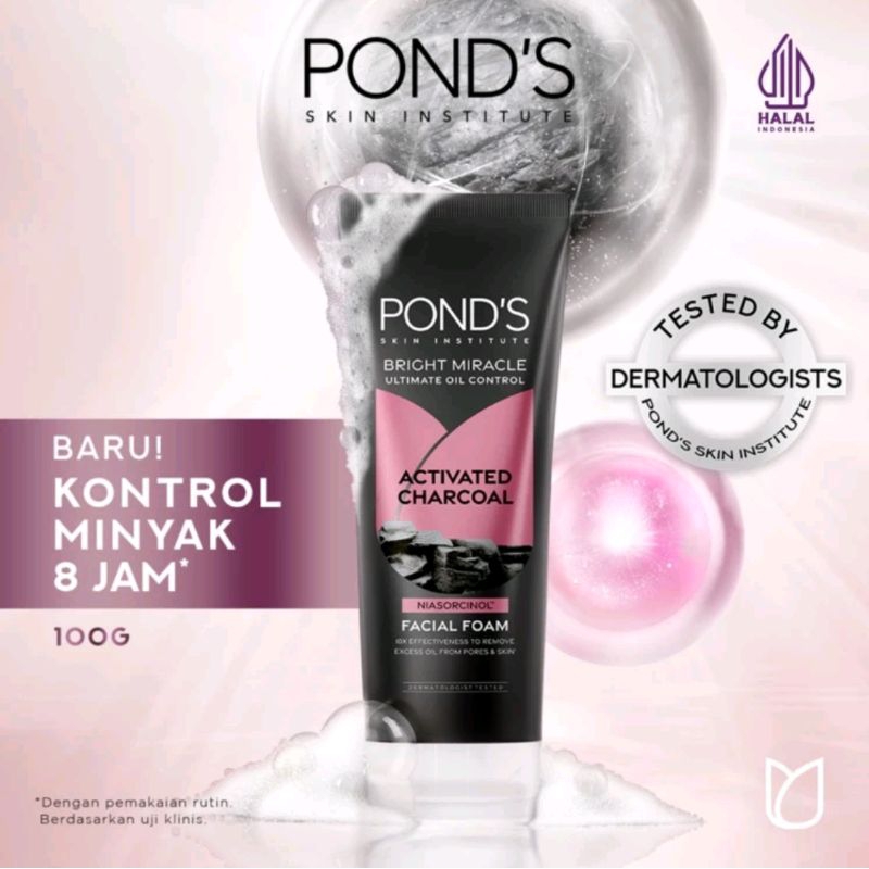 Jual PONDS facial foam pure bright with activated charcoal and japanese ...