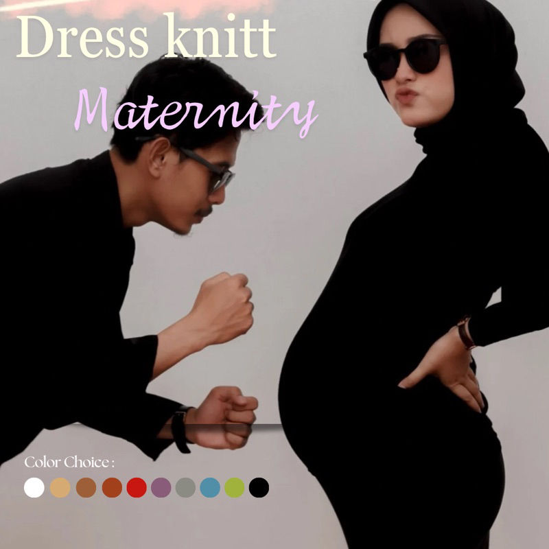 Jual Dress Maternity Premium Lengan Panjang Leher TURTLENECK Untuk Ibu ...