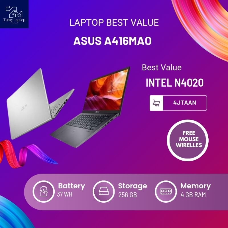 Jual LAPTOP ASUS A416MAO FHD426 INTEL N4020 RAM8GB SSD256GB 14INCH FHD ...