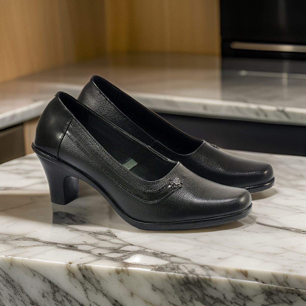 Jual Sepatu Formal Wanita Vantofel Kulit Hitam Simpel Heels 7cm ...