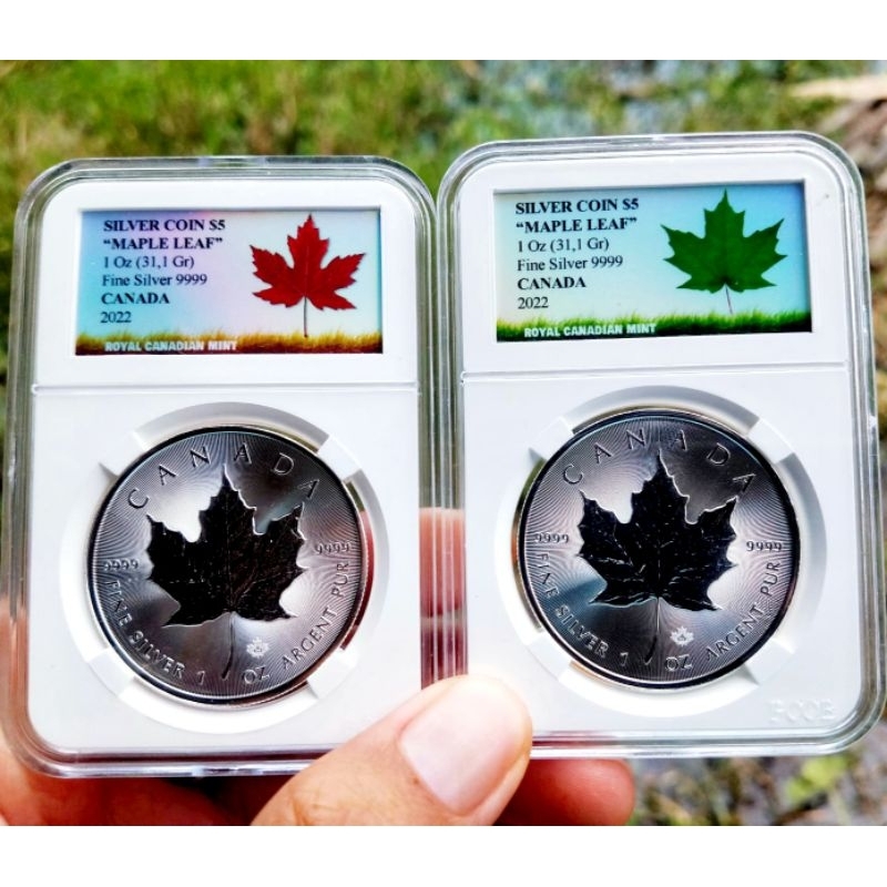 Jual Perak Canada Maple leaf 2022 kemasan slab - 1 oz silver coin ...