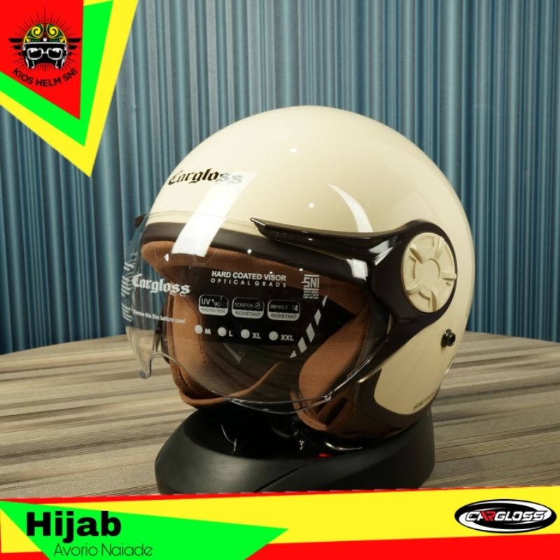 Jual Helm Hijab Cargloss YRH Warna Cream | Shopee Indonesia