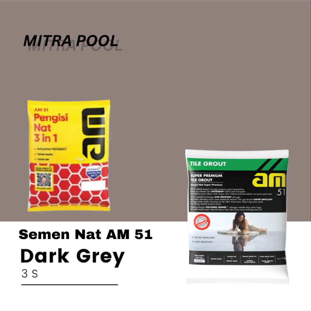 Jual Nat Keramik AM 51 AM51 | Pengisi Nat | Tile Grout 3 in 1 Anti Jamur - DARK GREY | Shopee ...