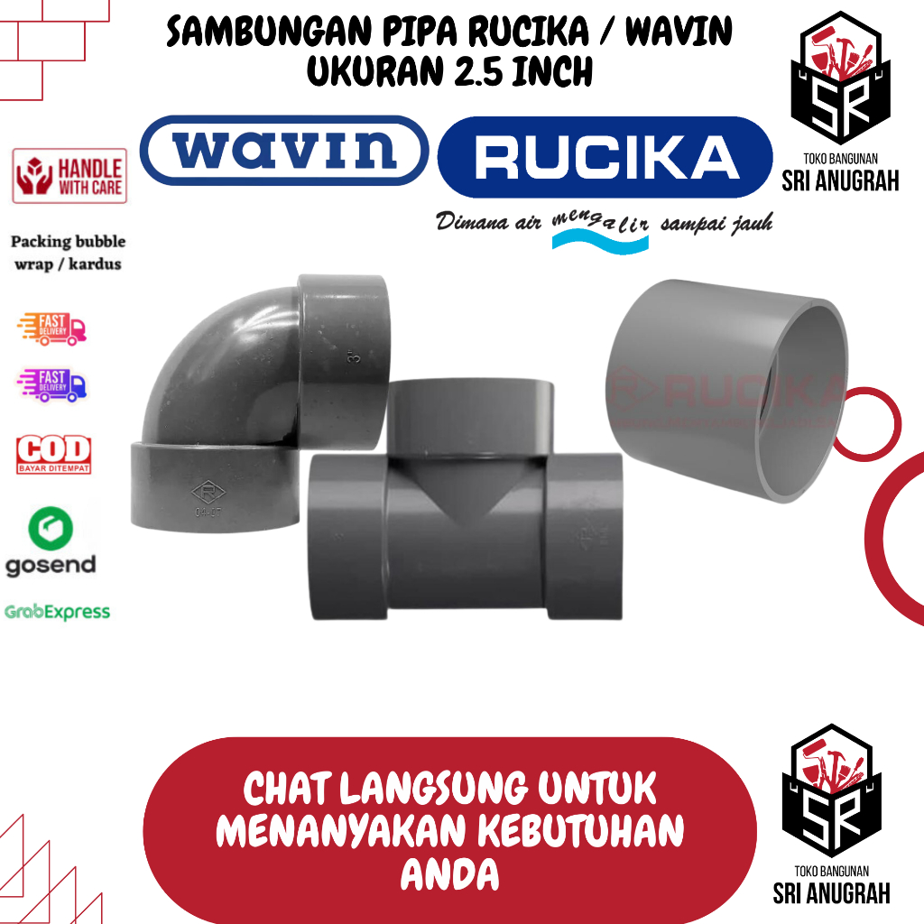 Jual Sambungan Pipa Sock Elbow Knee Tee WAVIN / RUCIKA TYPE D UKURAN 2. ...