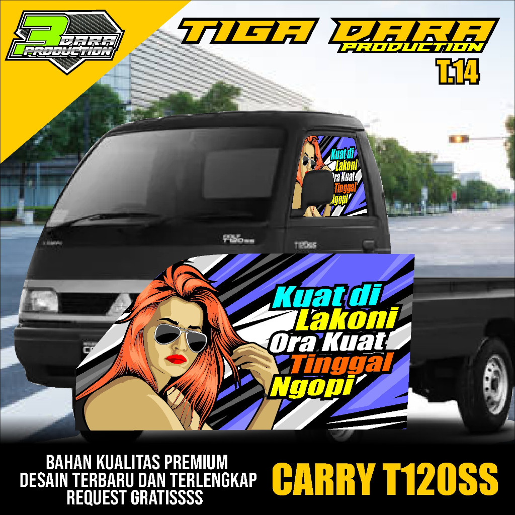 Jual Stiker One Way Mobil Carry T120SS Terbaru Desain simpel Tiga Dara ...