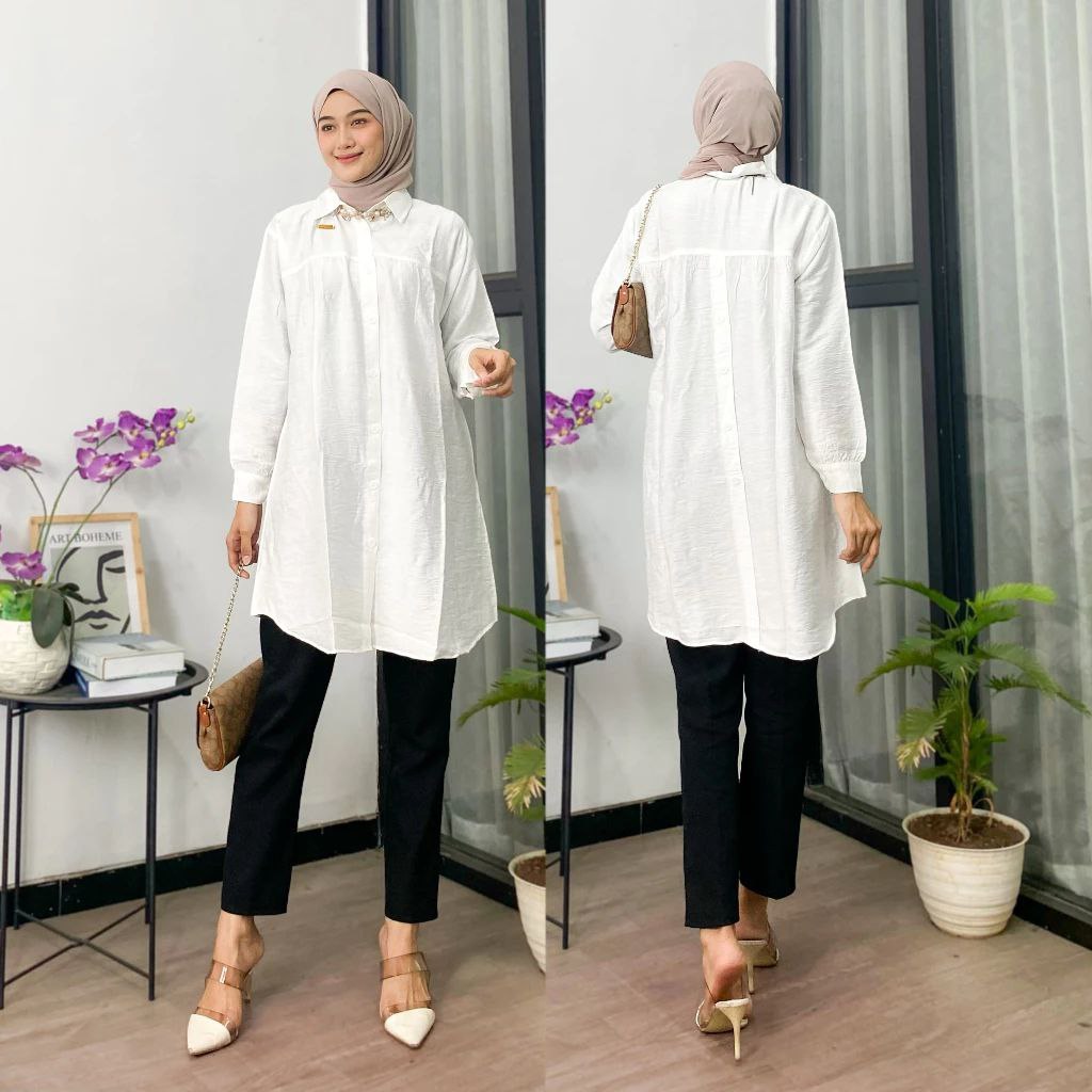 Jual Zella Tunik Polo Linen | Baju Tunik Zeva Atasan Wanita Tunik Polos ...