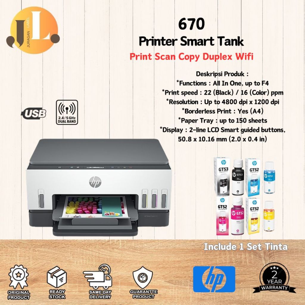 Jual Printer HP Smart Tank 670 All In One Ink Tank A4 Duplex Wifi ...