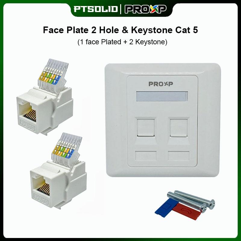 Jual wall Proxp Face plate Socket Lan Modular jack RJ45 cat 5 Tanpa ...