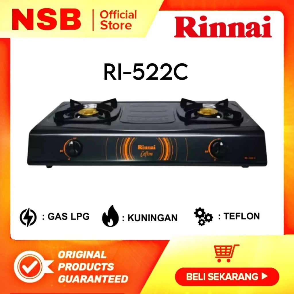 Jual Rinnai Kompor Gas 2 Tungku rinai RI-522C Setainles Stenlis Terbaru ...