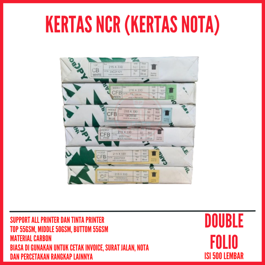 Jual Kertas NCR Double Folio 1 rim 500 lembar kertas ncr 1 rim f4 kertas nota ncr | Shopee Indonesia