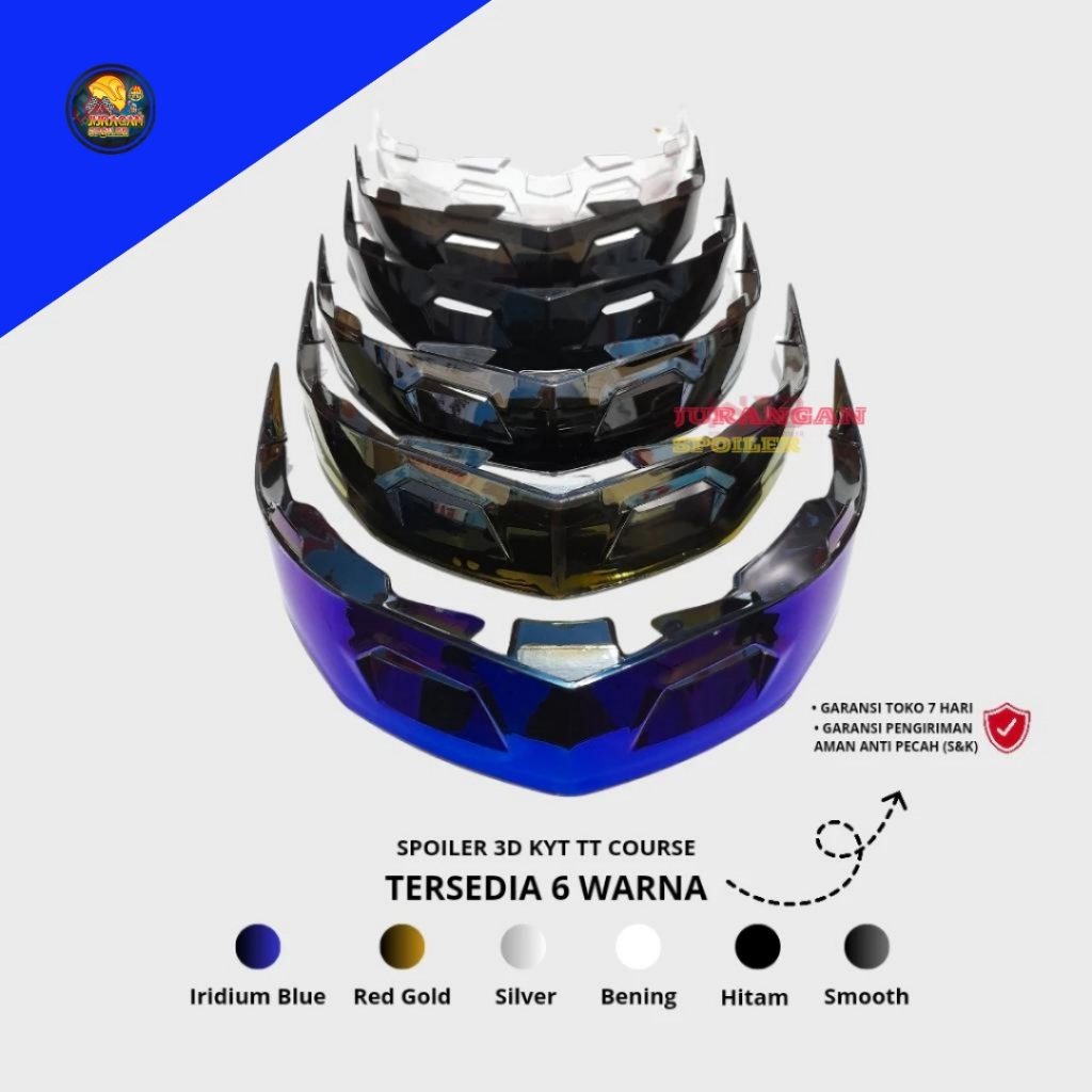 Jual Spoiler Helm 3D KYT tt course Blue / SPOILER 3D KYT TT/COURSE ...