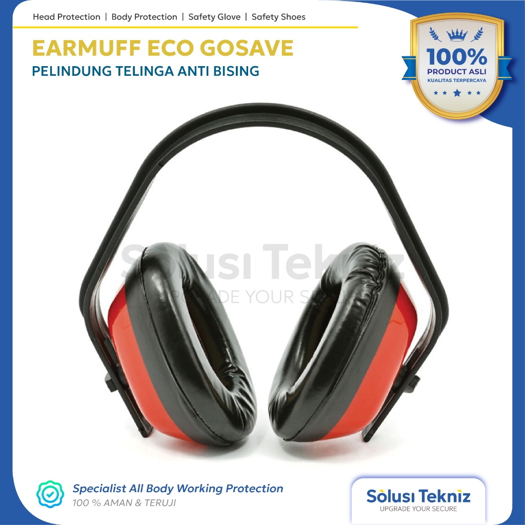 Jual Earmuff Safety Eco Merah Proyek Pelindung Telinga Anti Bising Gosave | Shopee Indonesia