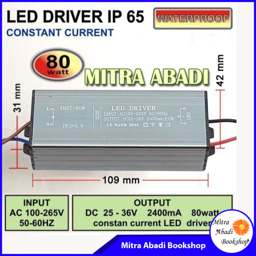 Jual LED Driver 80 Watt 2400 mA Casing Besi WATERPROOF | Shopee Indonesia