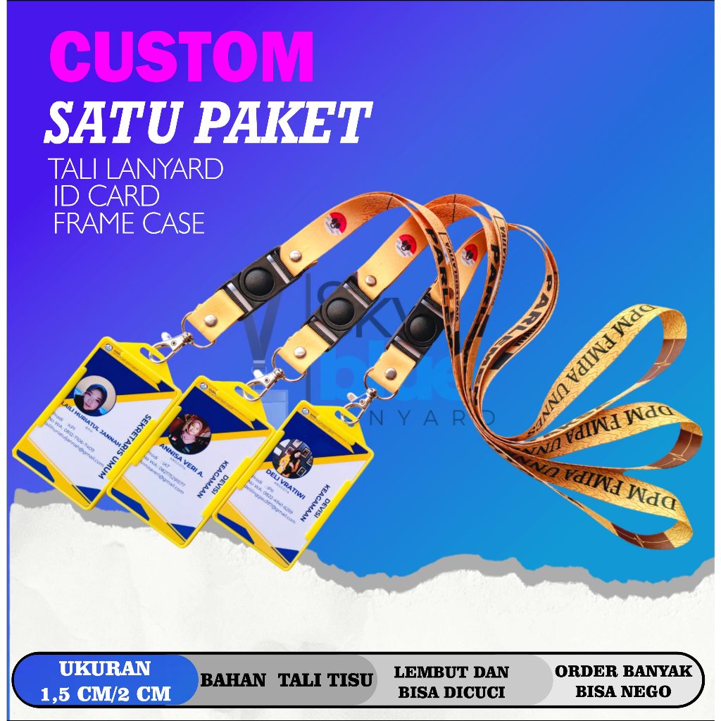 Jual CUSTOM SEPAKET LANYARD ID CARD DAN FRAME CASE STANDAR UKURAN 2 CM ...